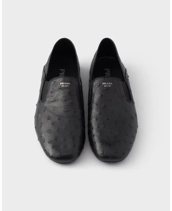 Prada Ostrich Leather Loafers