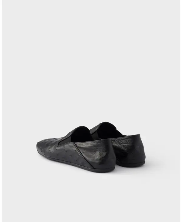 Prada Ostrich Leather Loafers