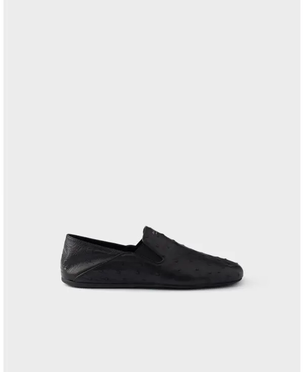 Prada Ostrich Leather Loafers