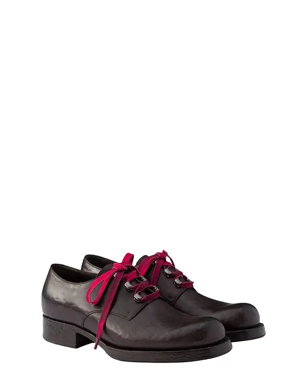 Prada Antiqued Leather Lace-up Shoes