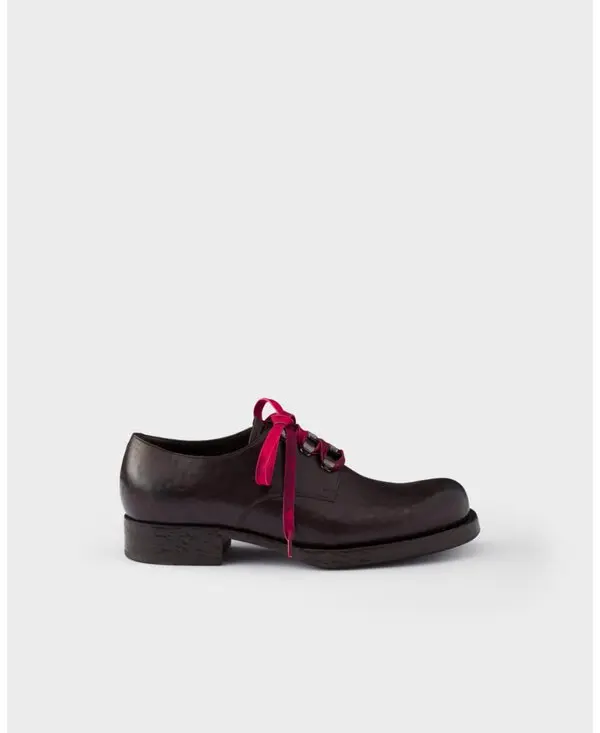 Prada Antiqued Leather Lace-up Shoes