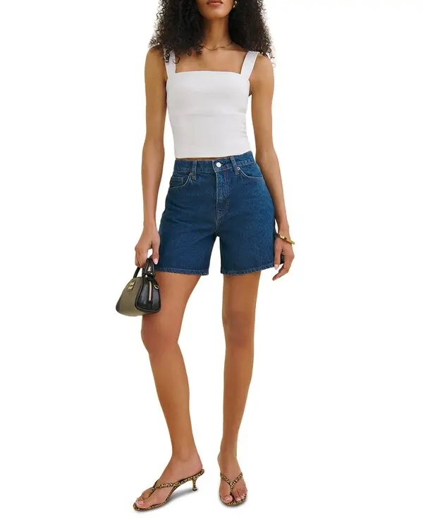 REFORMATION Ray Mid Rise Denim Shorts