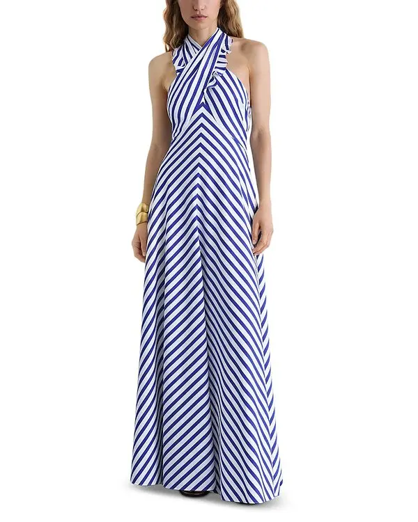REISS Luna Maxi Dress - Blue/ivory