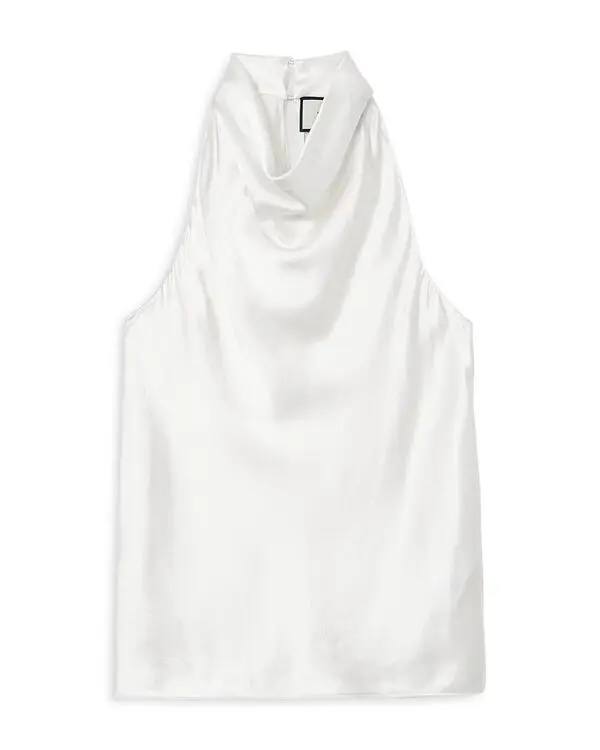 REISS Hammered Silk Top - Ivory