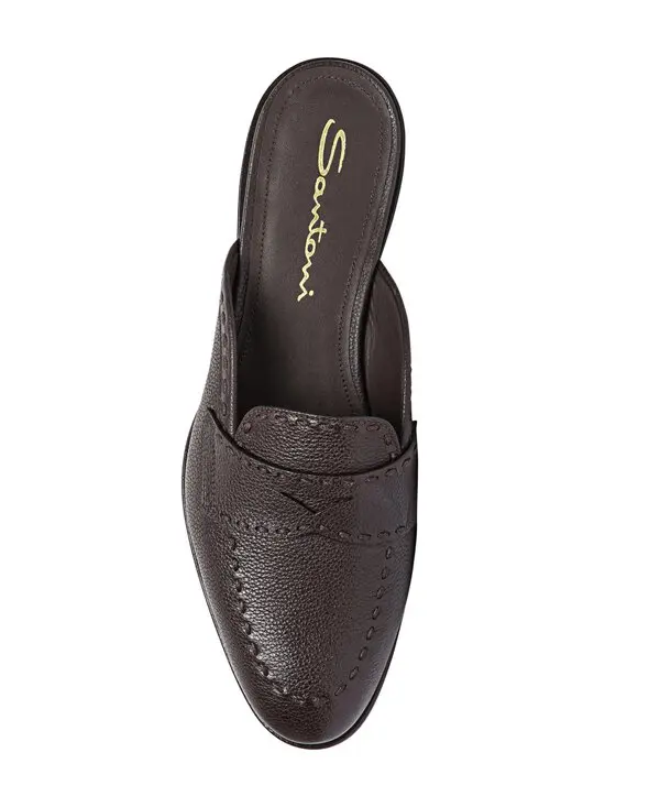 Santoni Granato Leather Mule - Brown