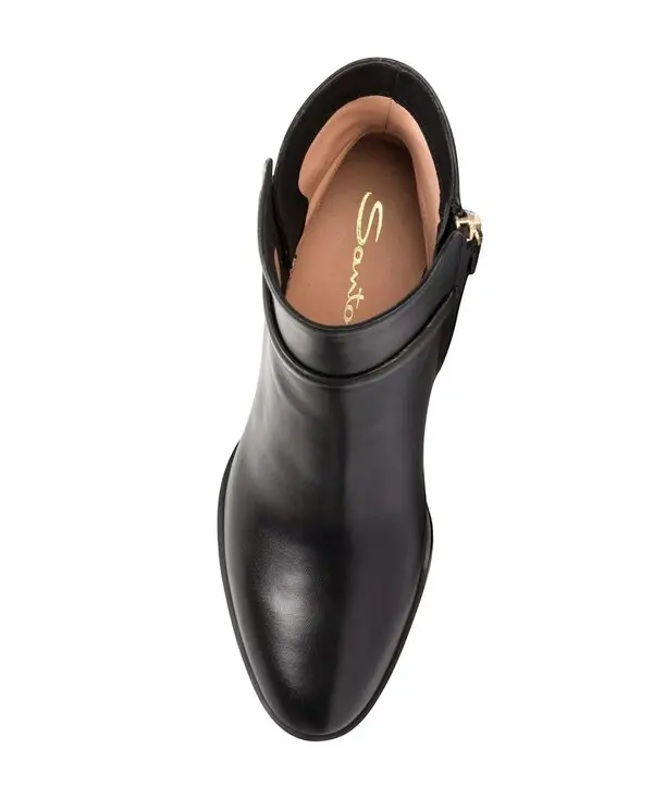 Santoni Leather Mid-heel Ankle Boot