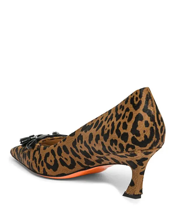 Santoni Mid-heel Leopard-print Pony Hair Pumps