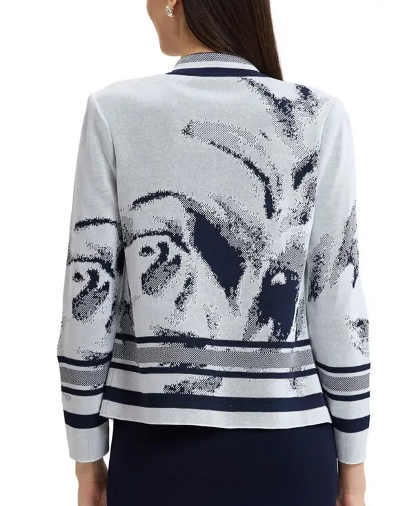 Ming Wang Plus Abstract Two-tone Knit Jacket