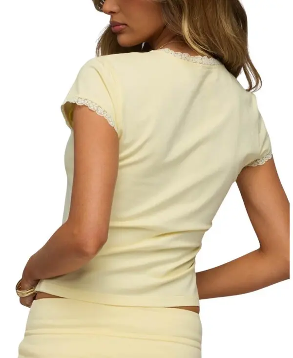 EDIKTED Yelena Lacey Button Up Top