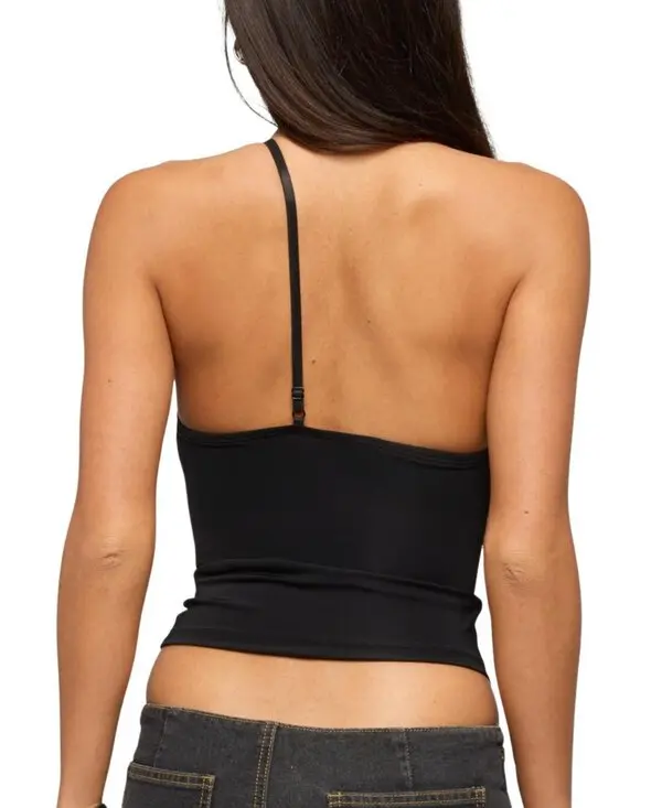 EDIKTED One Shoulder Peekaboo Lacey Cutout Top