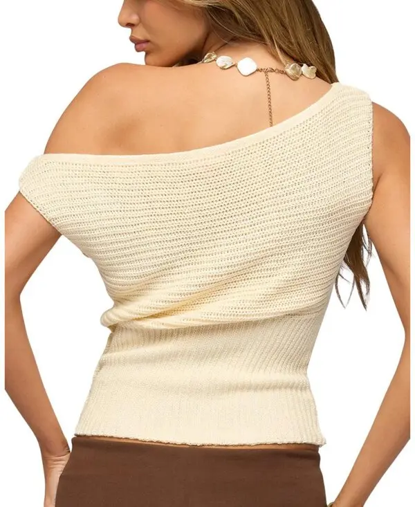 EDIKTED Buttoned Off Shoulder Crochet Top