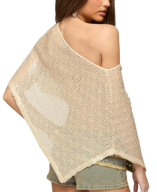 EDIKTED Alanna Sheer Sequin Poncho