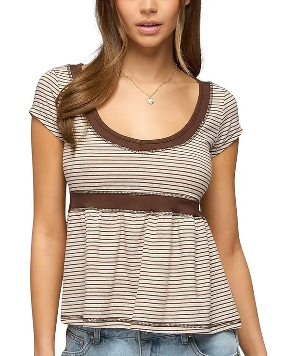 EDIKTED Sady Contrast Striped Babydoll Top