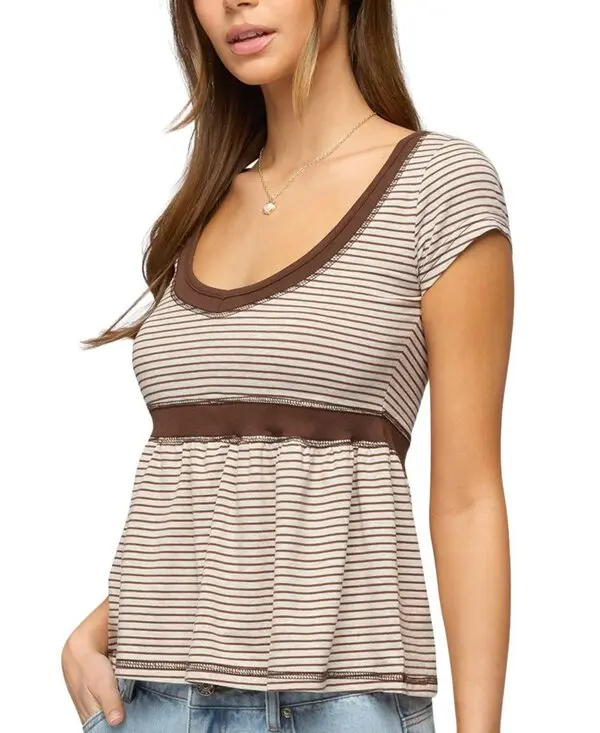 EDIKTED Sady Contrast Striped Babydoll Top