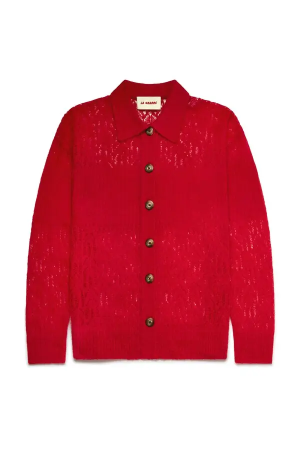 LA GRANNI Aranita Collared Cardigan