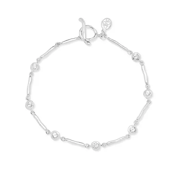 DOWER & HALL White Sapphire Dewdrops Link Bracelet In Sterling - Silver