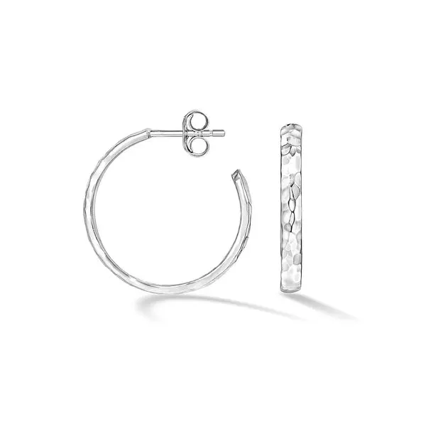 DOWER & HALL Hammered Hoop Nomad Earrings - Silver