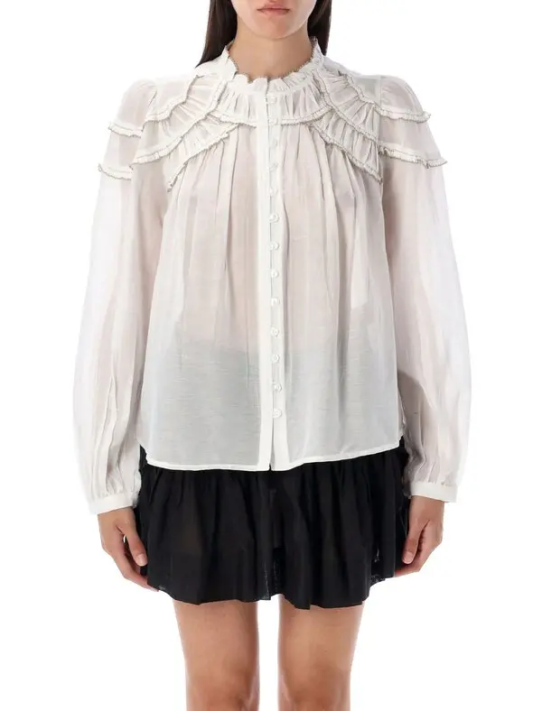 MARANT ETOILE Ruffled Button-front Blouse - Bianco