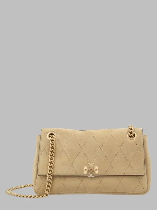 Tory Burch Charlie Mini Shoulder Bag In Bovine Leather - Beige