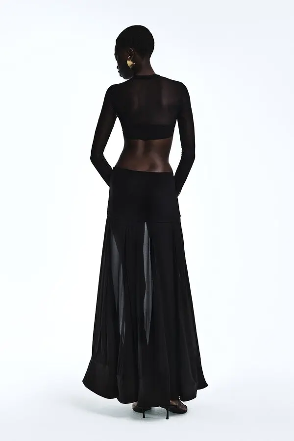 Revolve Maxi Skirt With Matte Taffeta Detailing