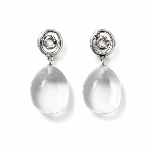 ORMIRO Vortex Clear Quartz Crystal Spiral Earrings - Silver