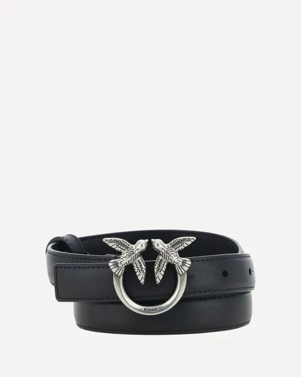 Pinko Love Berry Leather Belt - Black