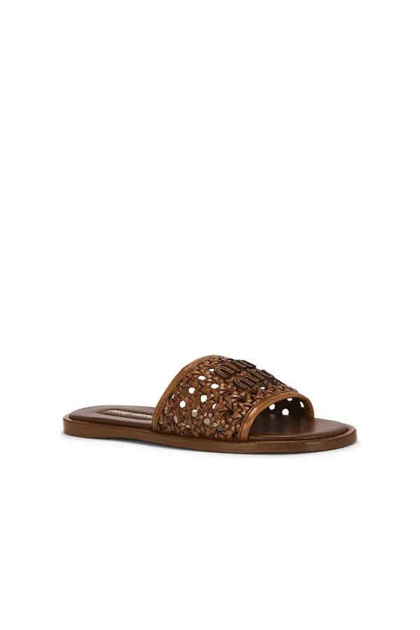 Miu Miu Woven Leather Slide Sandals