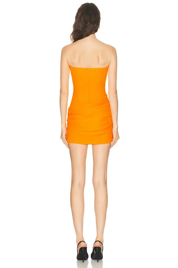 Alex Perry Strapless Longline Draped Mini Dress - Orange