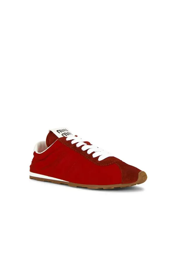 Miu Miu Suede And Silk Blend Sneakers