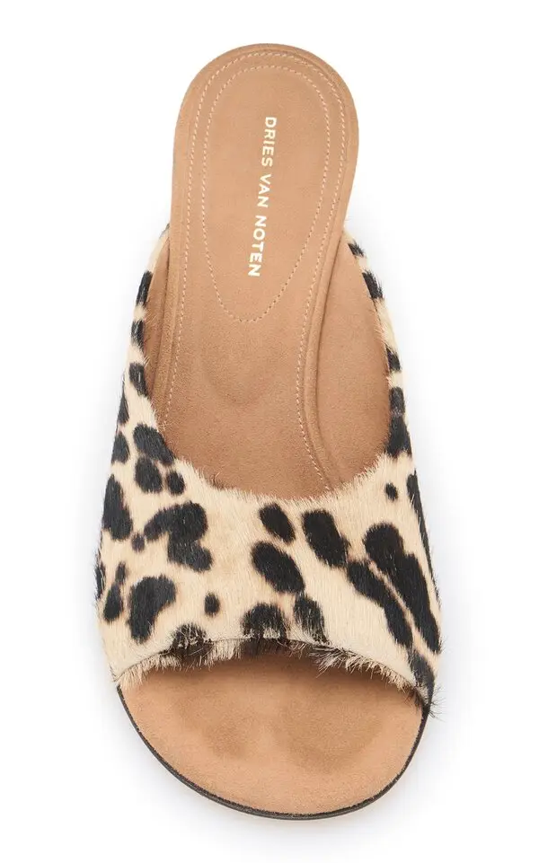 Dries Van Noten Leather Wedge Mules - Multi
