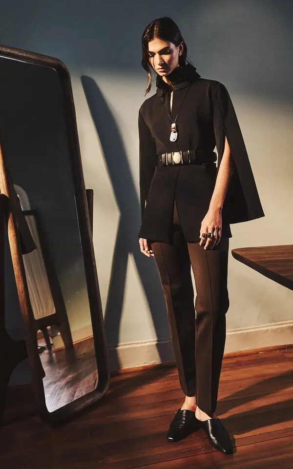 PEPA POMBO Petali Jacket With Ruffled Collar - Black