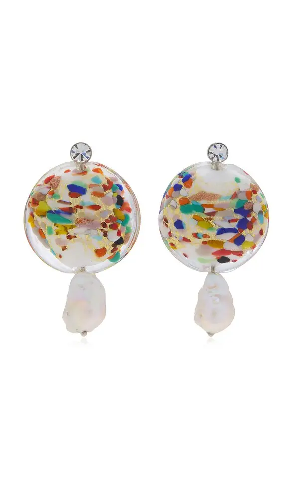 Dries Van Noten Colored Glass Bead Earrings - Silver