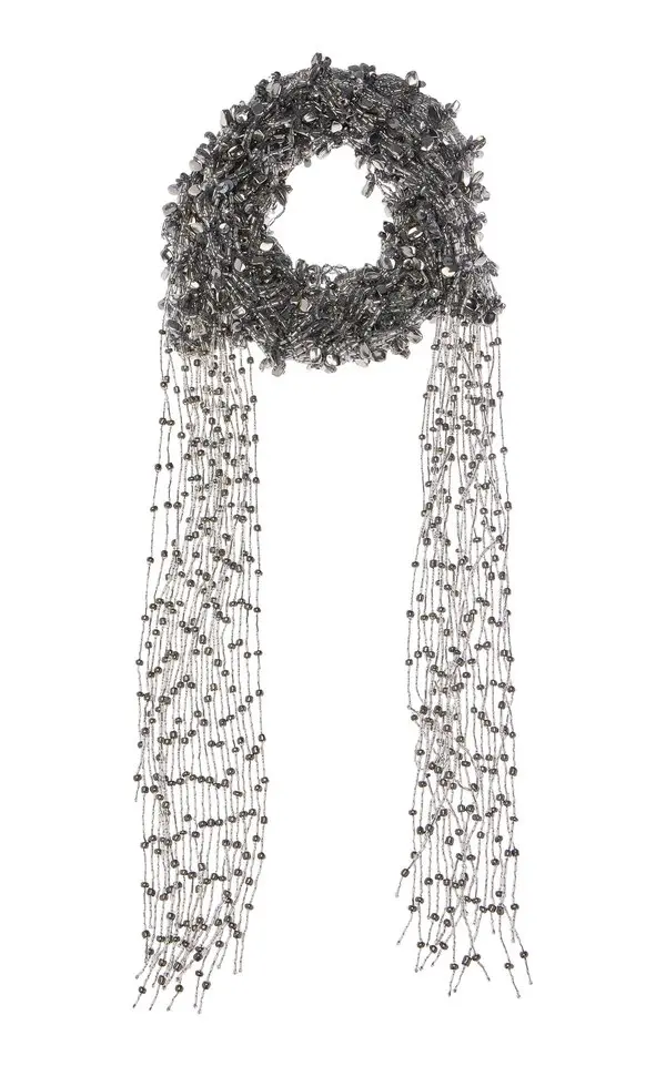 Dries Van Noten Long Scarf Necklace - Silver