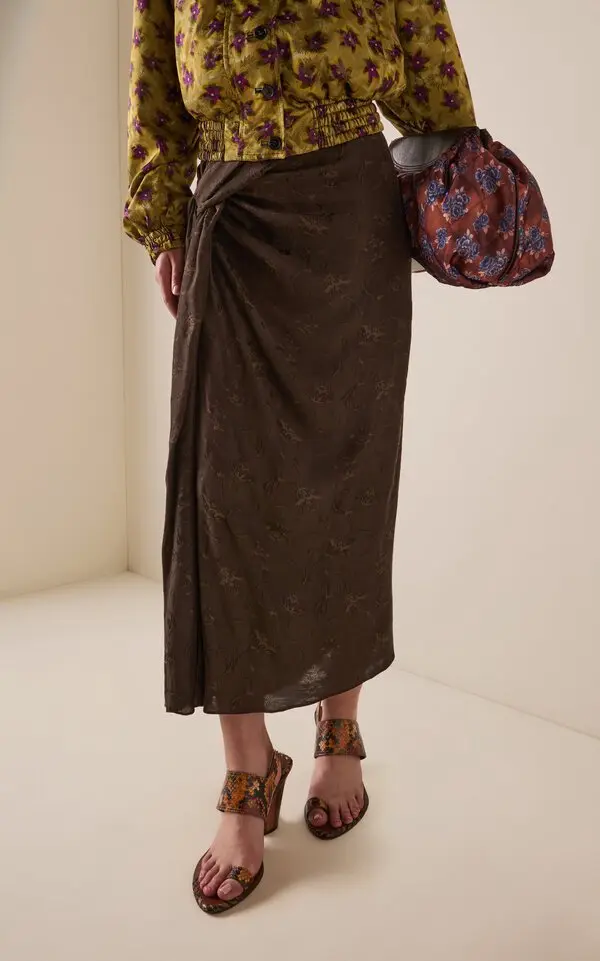 Dries Van Noten Suma Bis Draped Midi Skirt
