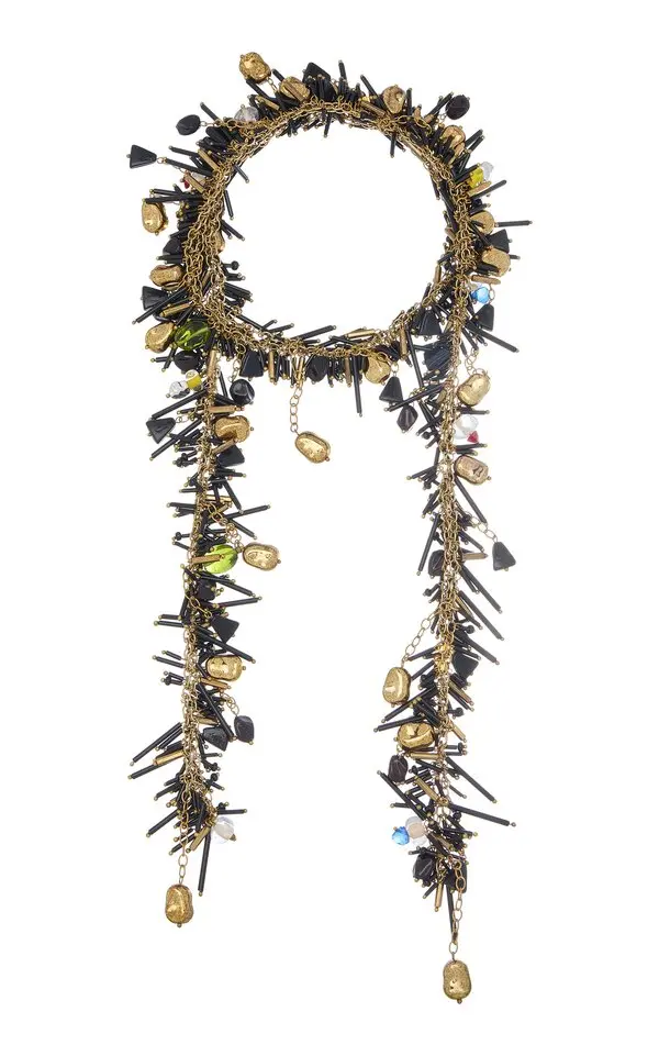 Dries Van Noten Embroidered Beaded Scarf Necklace