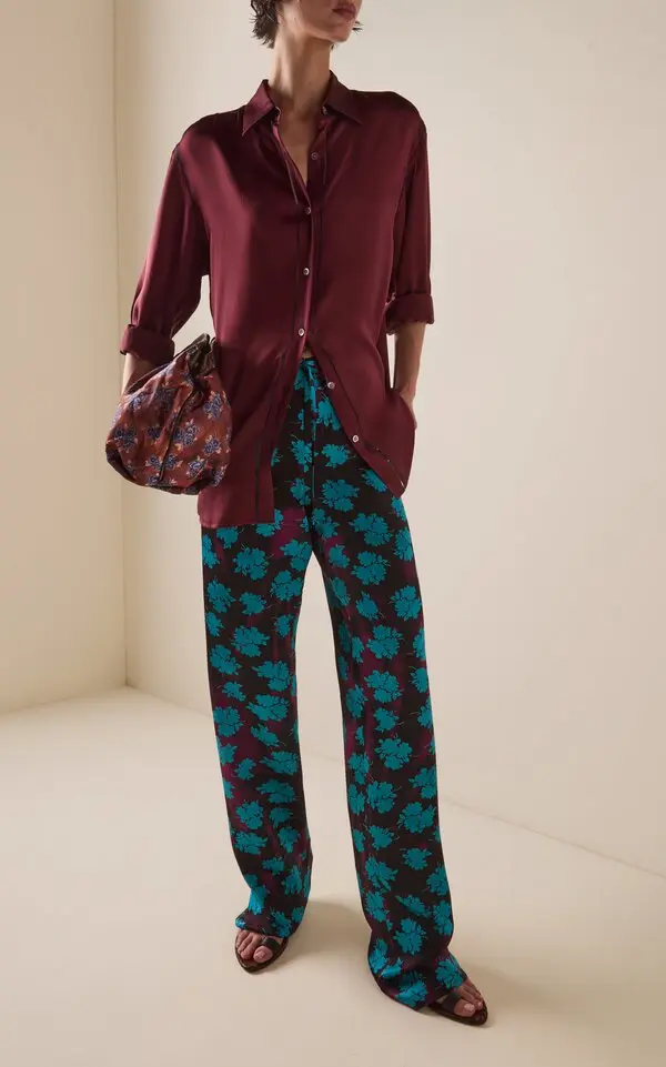 Dries Van Noten Pachas Silk Drawstring Trousers