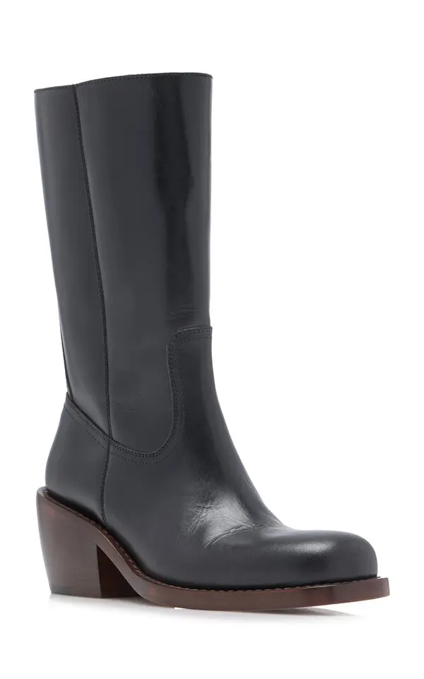 Dries Van Noten Mid Calf Square Toe Boots