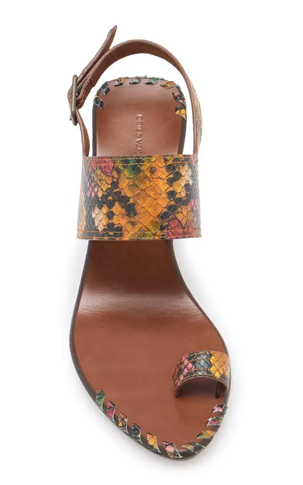 Dries Van Noten Wood Patchwork Thong Heels - Multi