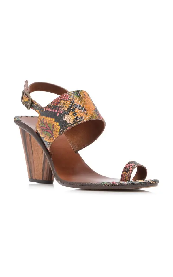 Dries Van Noten Wood Patchwork Thong Heels - Multi