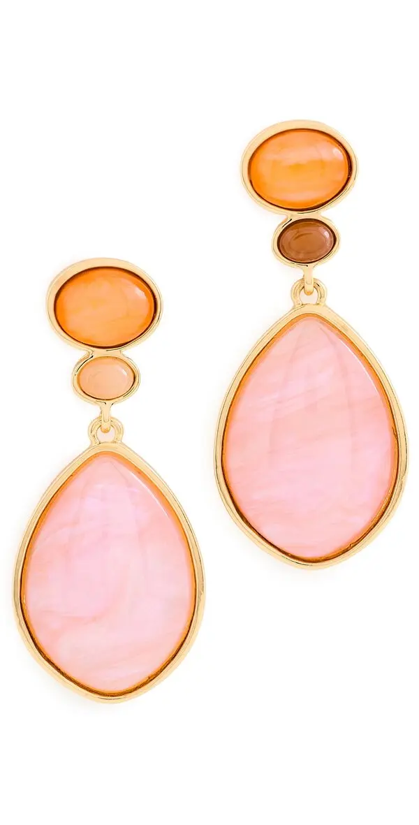 ADINA EDEN Colored Two-tone Teardrop Drop Earrings - Pink