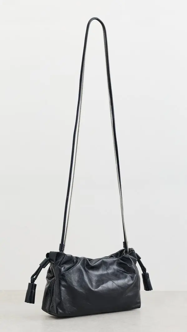 Veronica Beard Small Crinkled Leather Bag With Tassel Accents - Navy