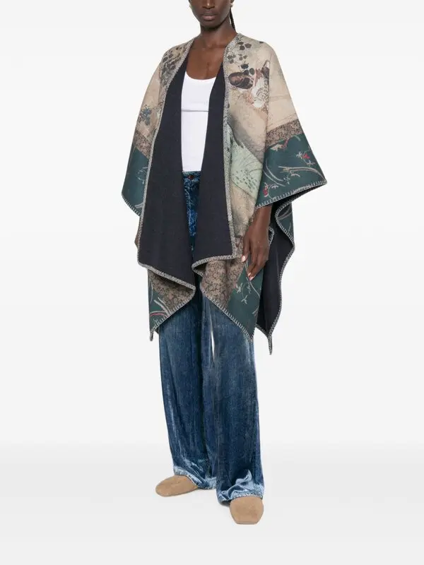 PIERRE-LOUIS MASCIA Wool Graphic Print Poncho