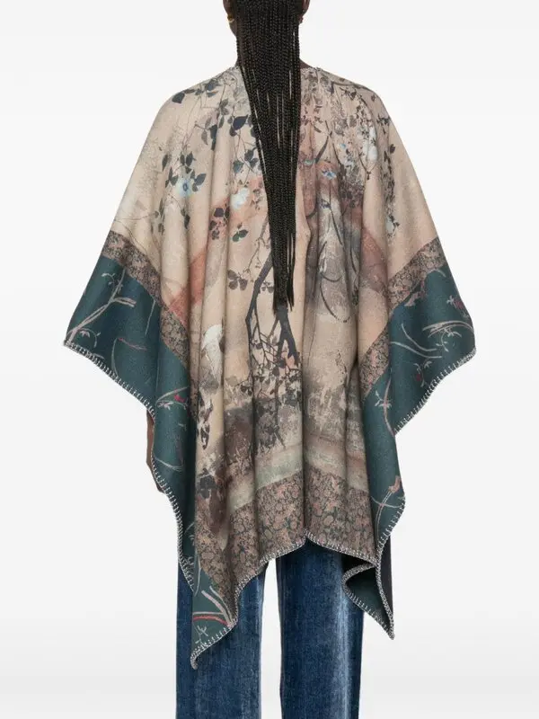 PIERRE-LOUIS MASCIA Wool Graphic Print Poncho