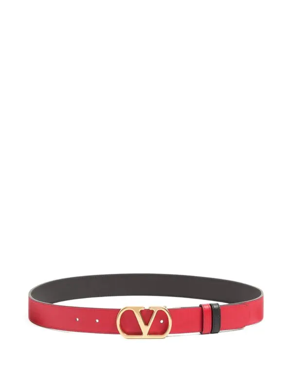 Valentino Garavani V Logo Signature Leather Belt - Black