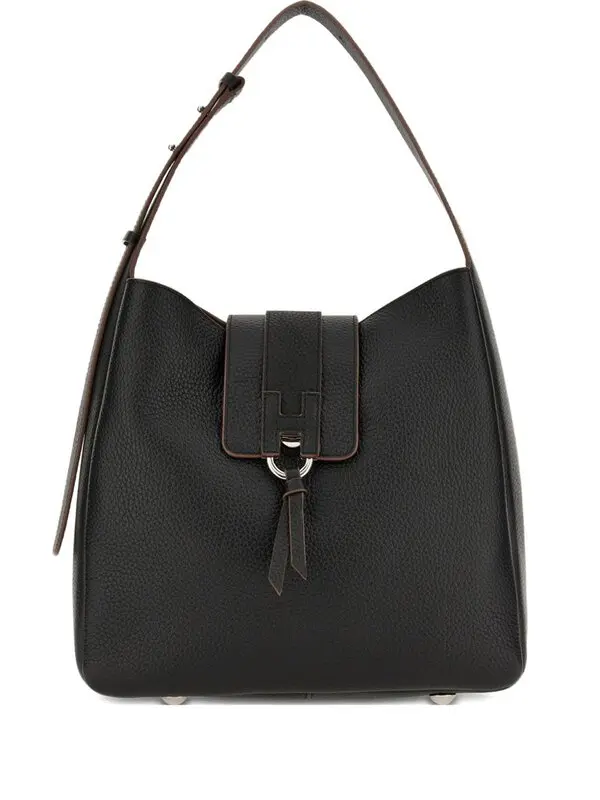 Hogan Trend Leather Hobo Bag - Black