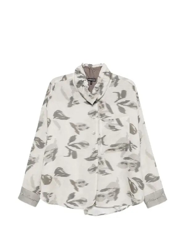 Emporio Armani Printed Linen Shirt - Grey