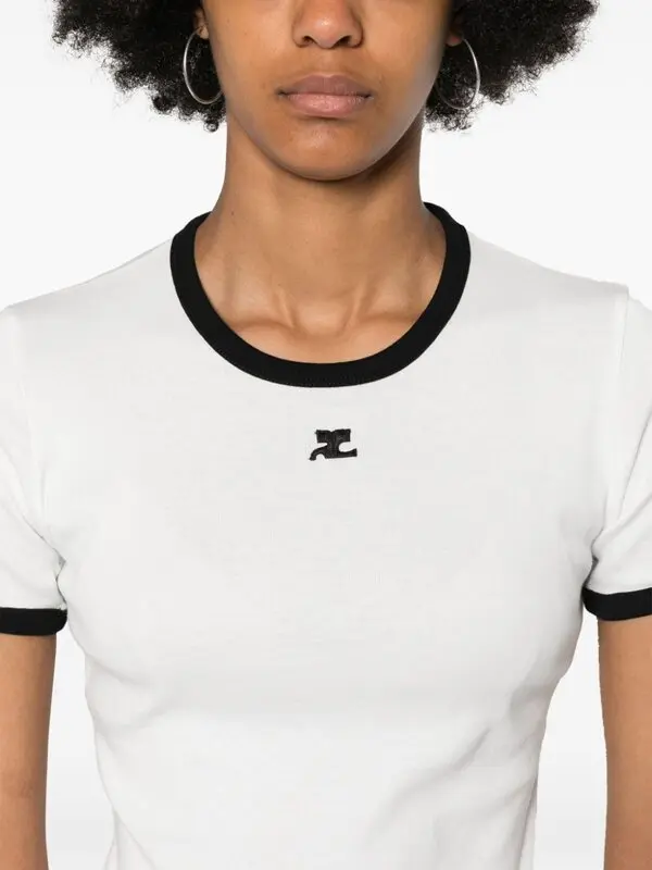 COURREGES Logo Cotton T Shirt