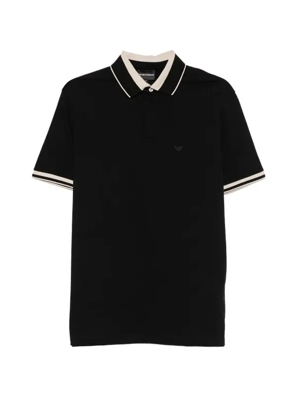 Emporio Armani Logo Cotton Polo Shirt - Black