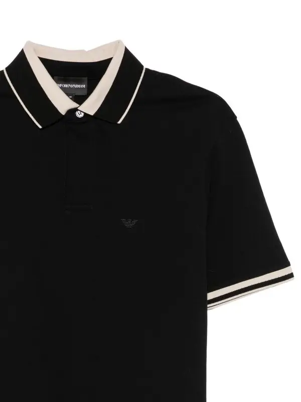 Emporio Armani Cotton Polo Shirt With Embroidered Logo And Trim