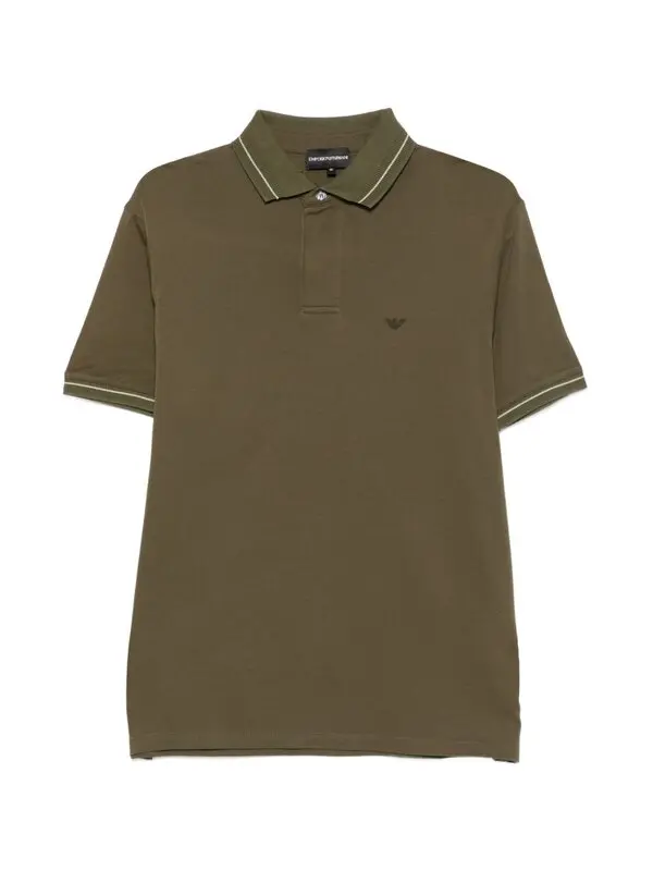 Emporio Armani Logo Cotton Polo Shirt - Green
